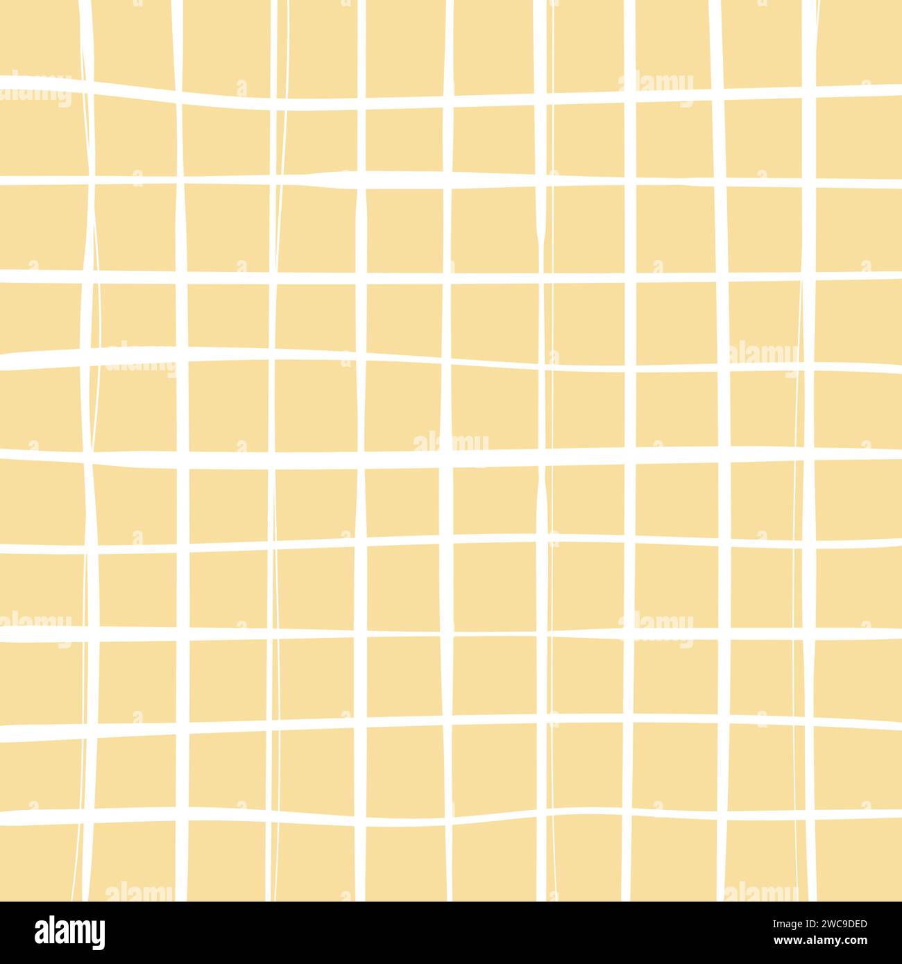 Hand drawn cute grid. doodle beige, white, yellow, pale plaid pattern ...