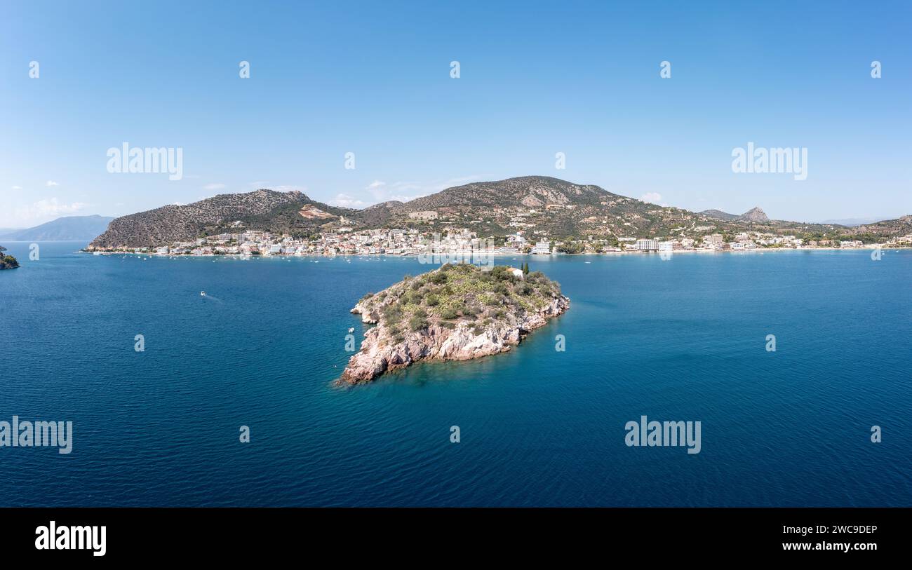 Greece, Tolo in Asini, Argorida, Peloponnese. Aerial drone panoramic ...