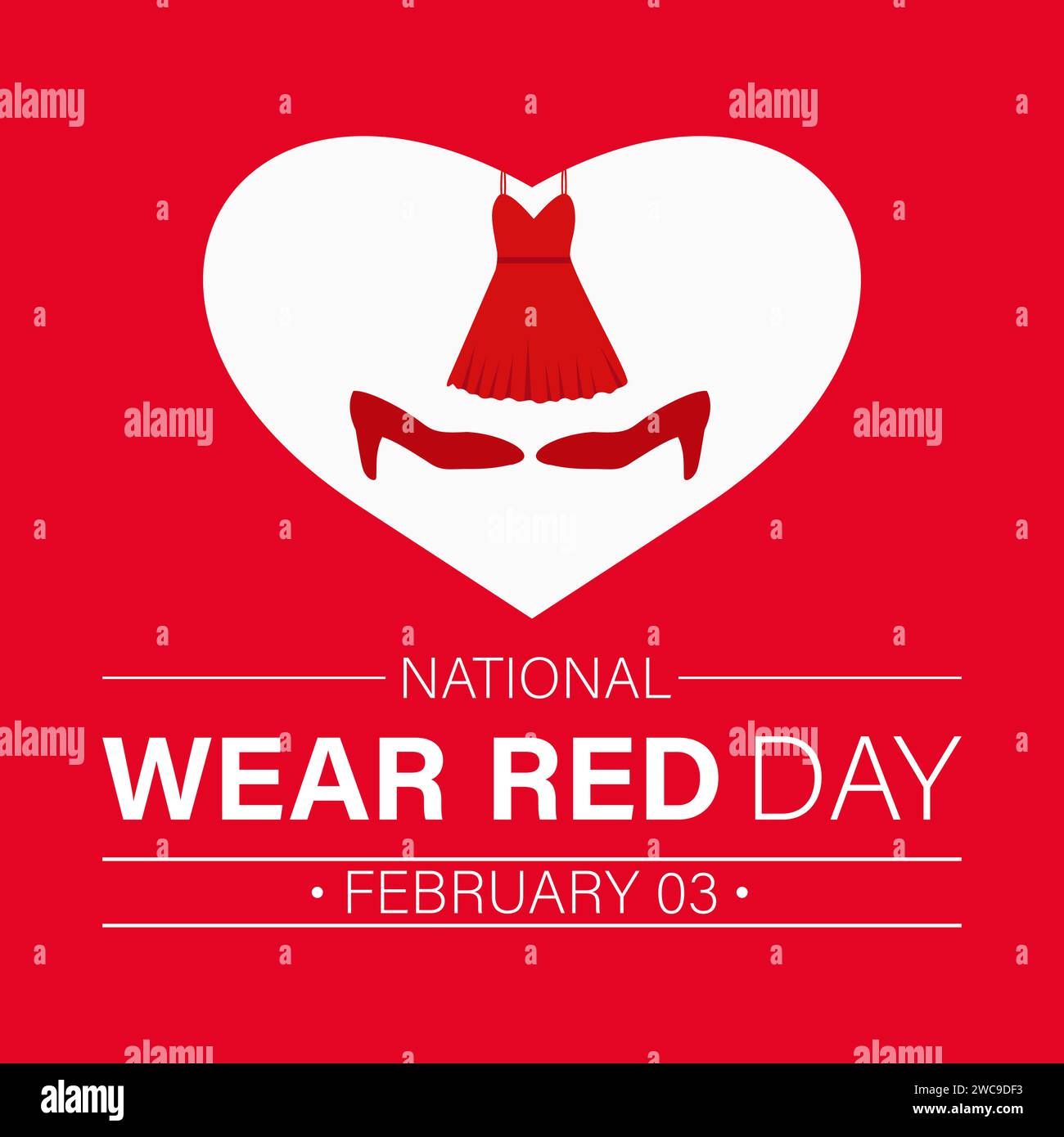 National Wear Red Day celebrated every year on February 2nd. Vector ...