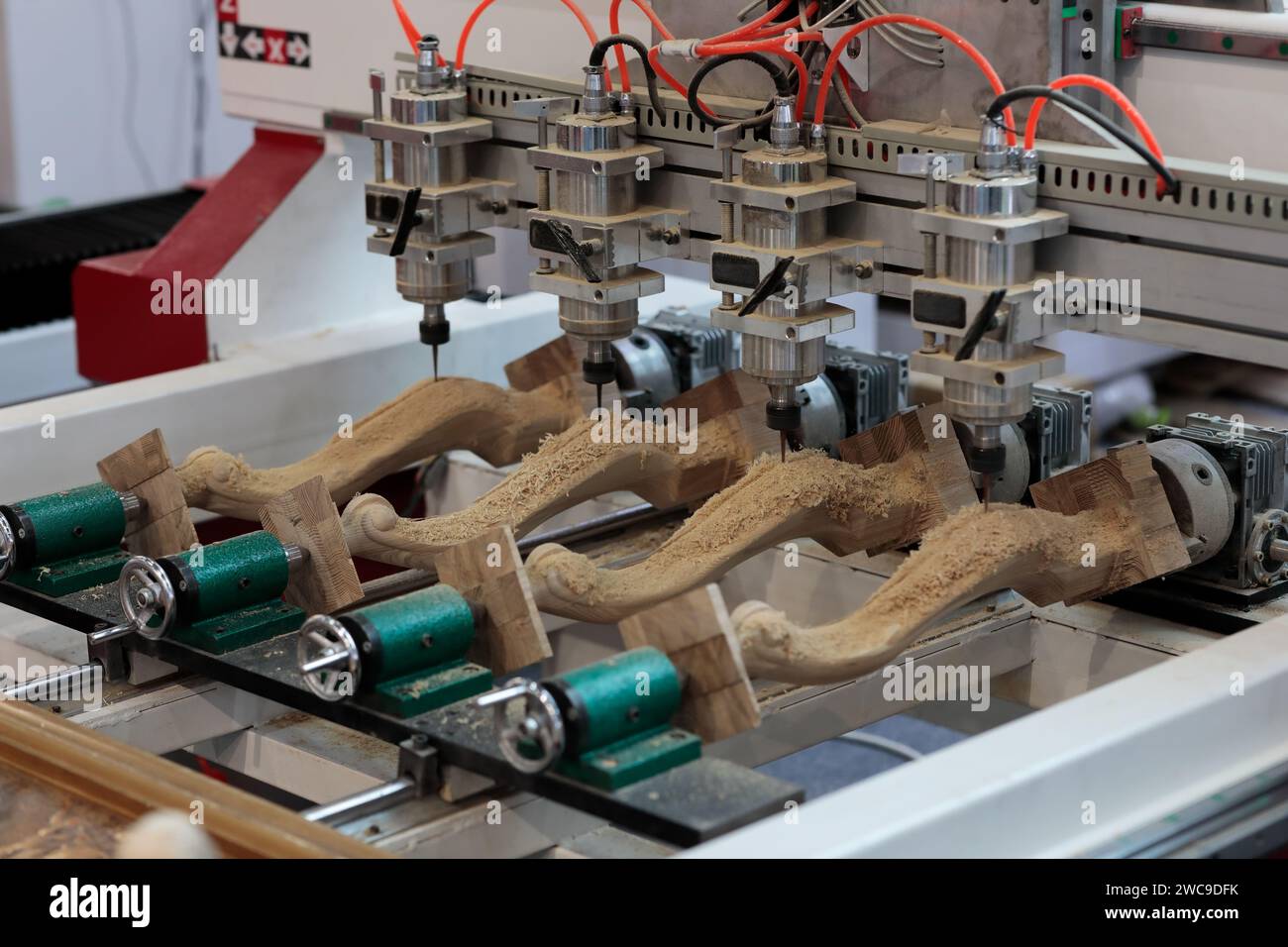 Table legs carving with multi heads furniture engraving CNC router ...