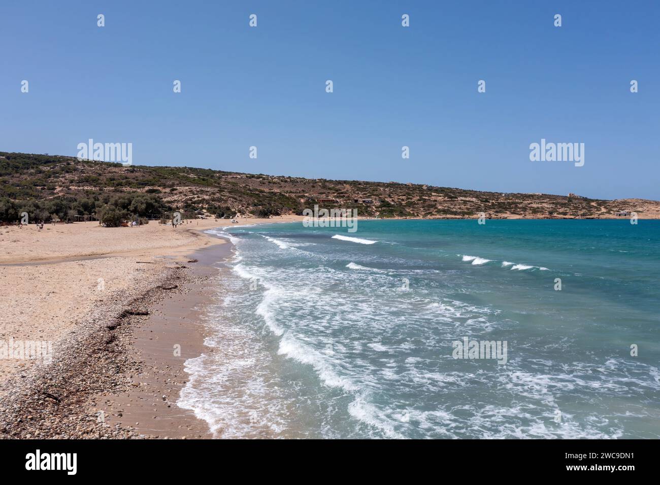 Greece. Aerial drone view of Gavdos beach, Crete island. Wild landscape ...