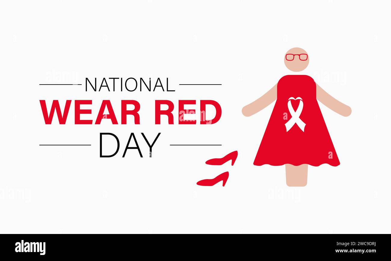 National Wear Red Day celebrated every year on February 2nd. Vector ...