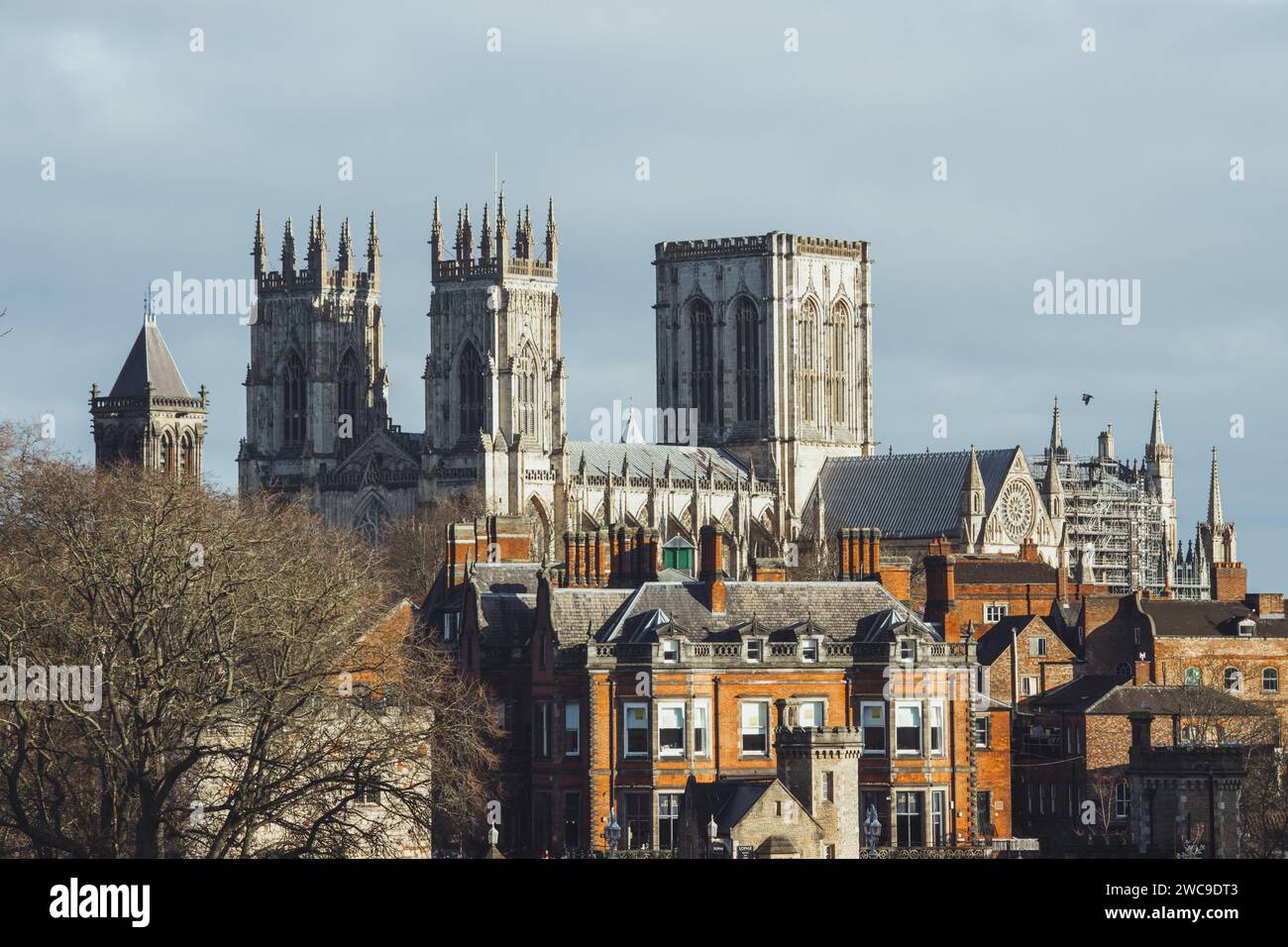 A view of the historic York Minster from across the rooftops of York ...
