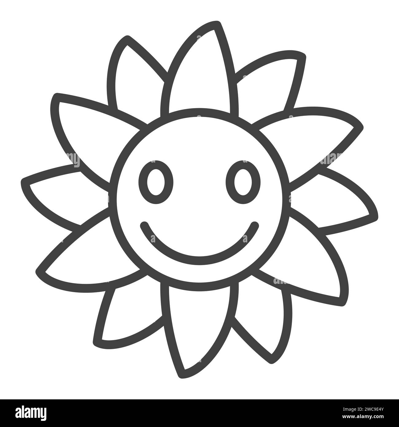 Groovy Smiling Flower vector concept simple linear icon or symbol Stock ...
