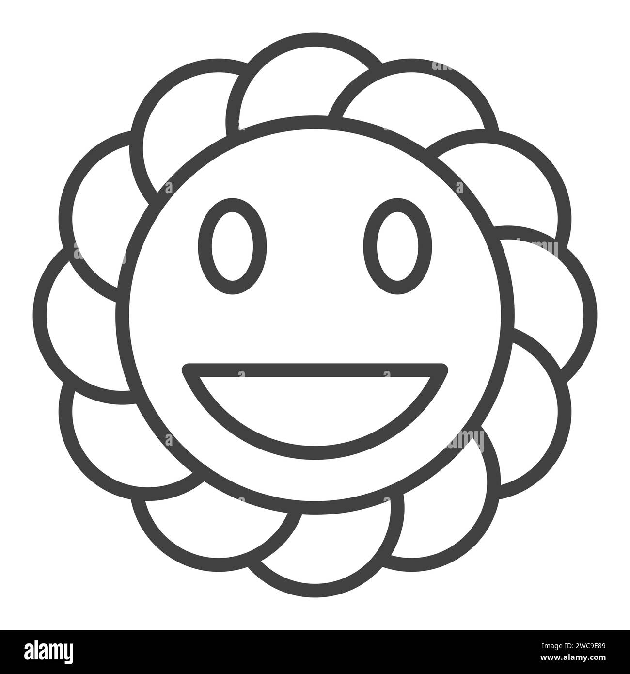 Happy Round Smiling Flower vector concept outline icon or symbol in ...