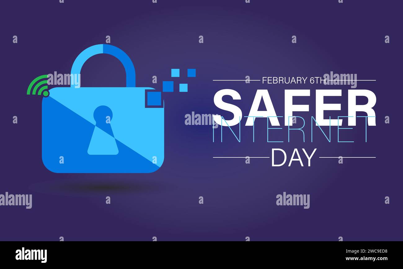 Safer Internet Day celebrated every year on 6th February. Vector banner ...