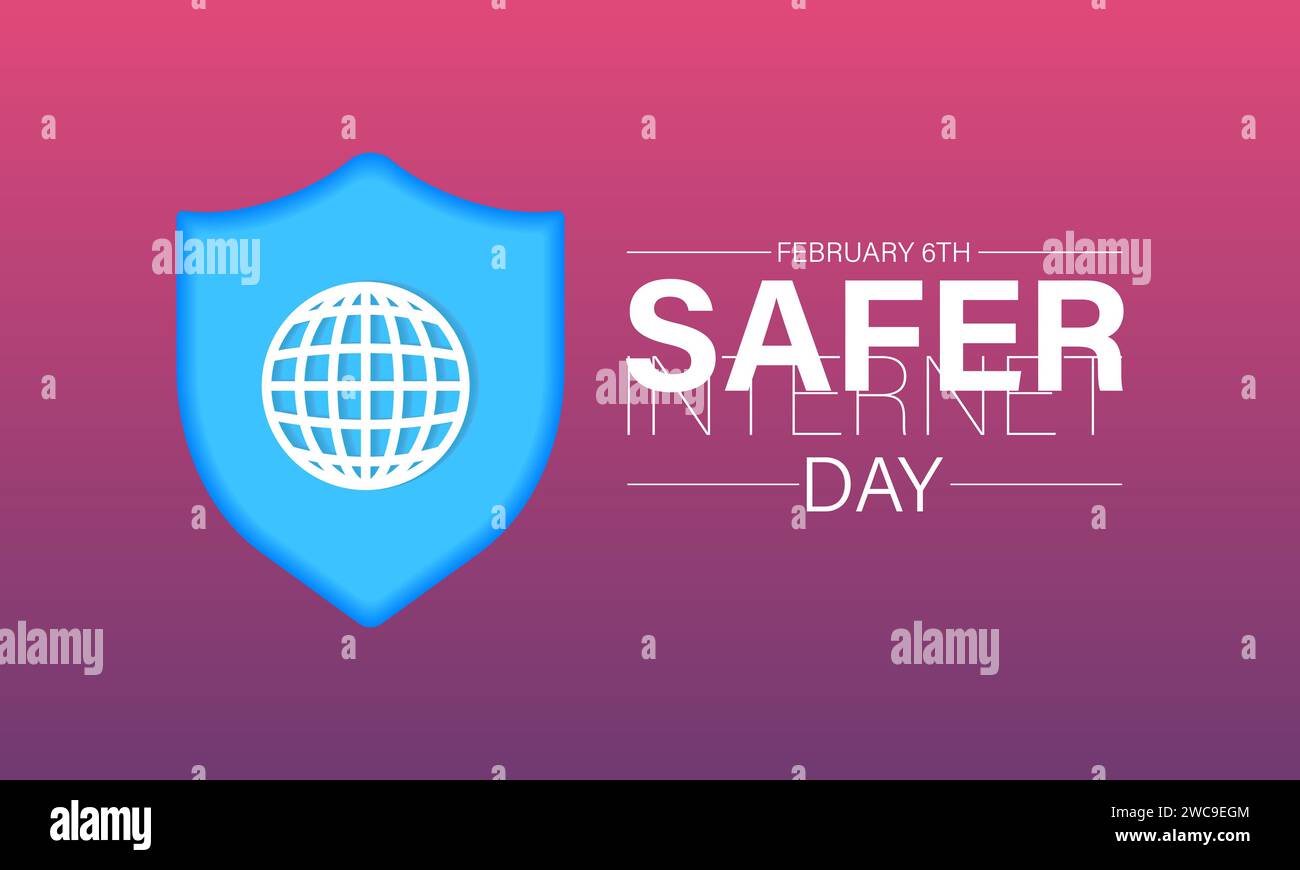 Safer Internet Day celebrated every year on 6th February. Vector banner ...
