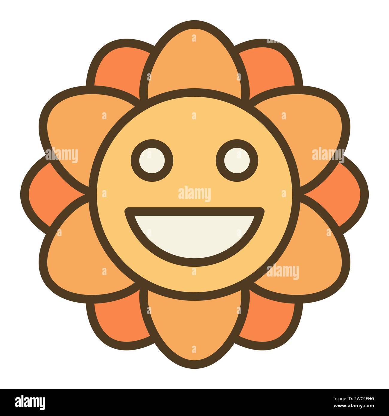 Pretty Groovy Smiling Flower vector concept colored icon or design ...