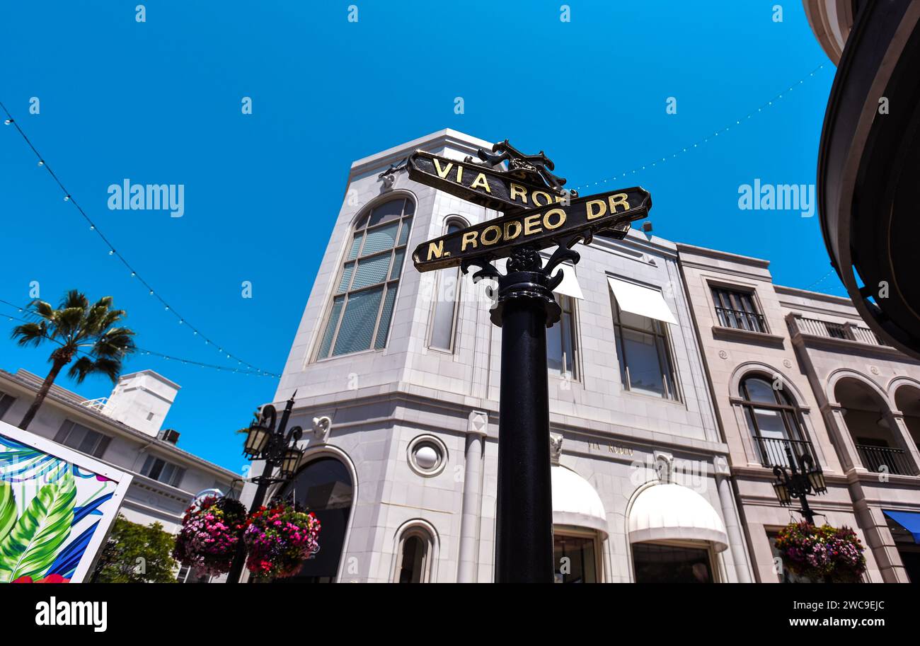 The Rodeo Drive Street Sign in Beverly Hills - Los Angeles, California ...