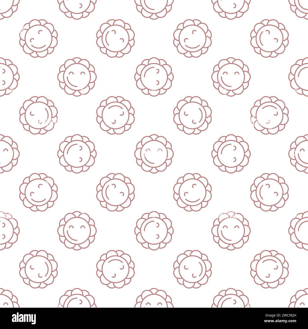 Geometric Happy Groovy Flower vector concept outline seamless pattern ...