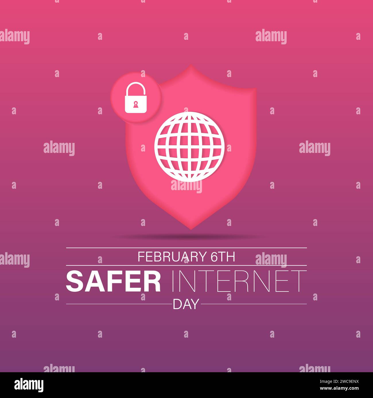 Safer Internet Day celebrated every year on 6th February. Vector banner ...