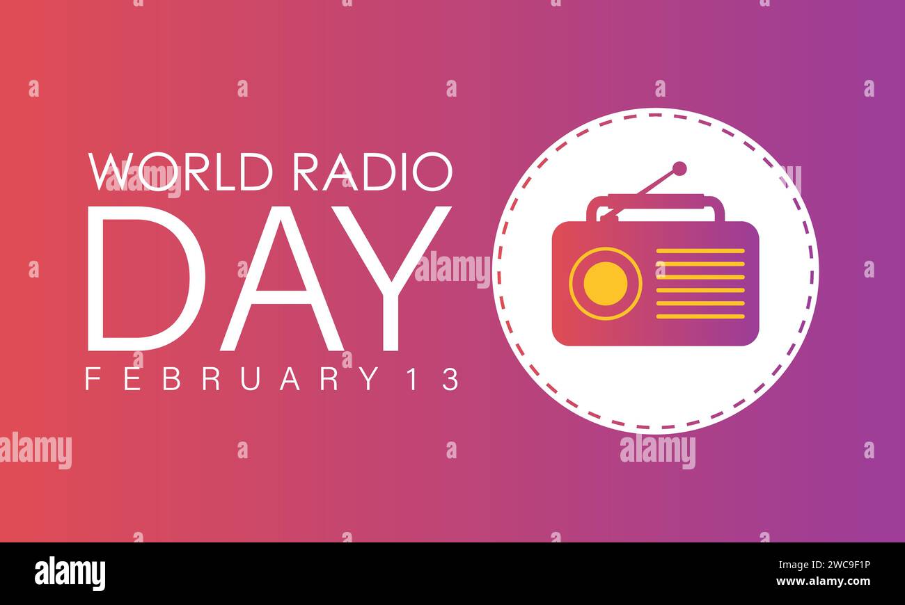 World Radio Day celebrated every year on 13th February. Vector banner ...