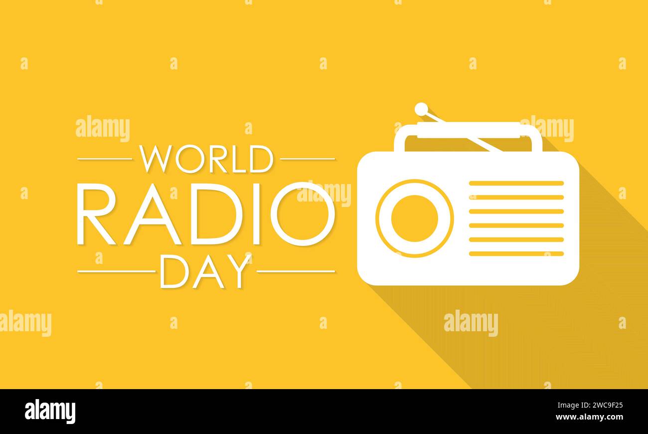 World Radio Day celebrated every year on 13th February. Vector banner ...