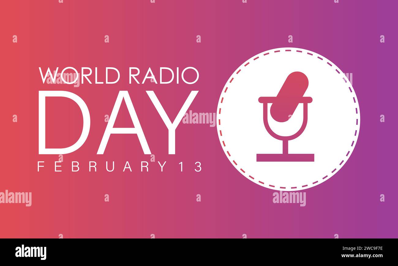 World Radio Day celebrated every year on 13th February. Vector banner ...