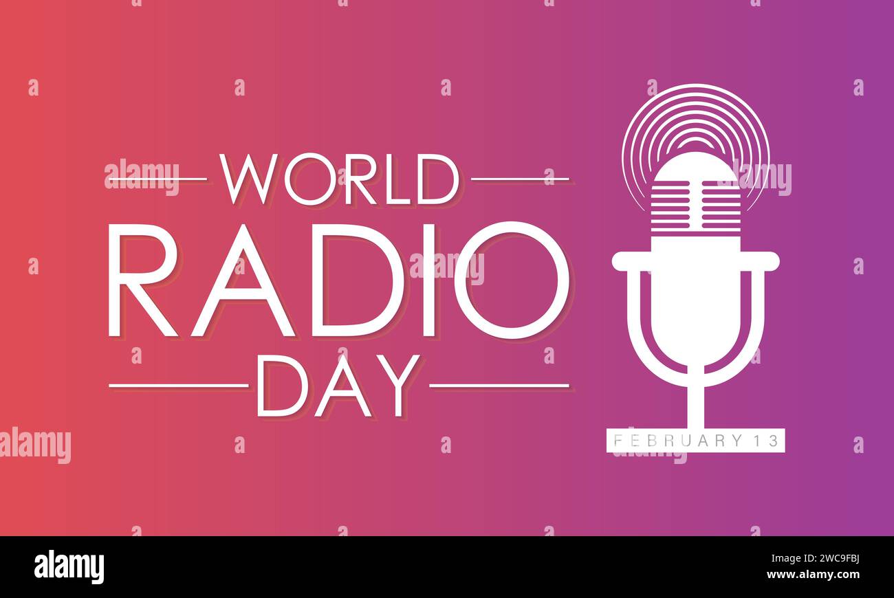 World Radio Day celebrated every year on 13th February. Vector banner ...