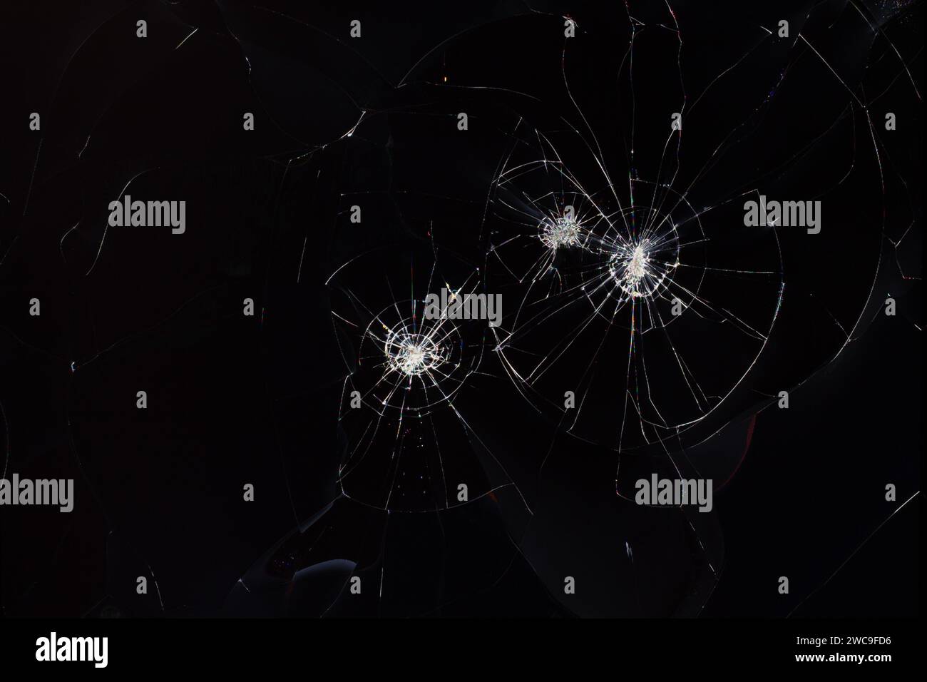 traces of bumps and cracks on a broken LCD screen, computer monitor or ...
