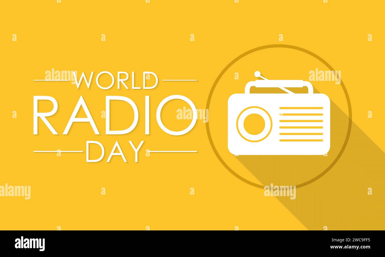 World Radio Day celebrated every year on 13th February. Vector banner ...