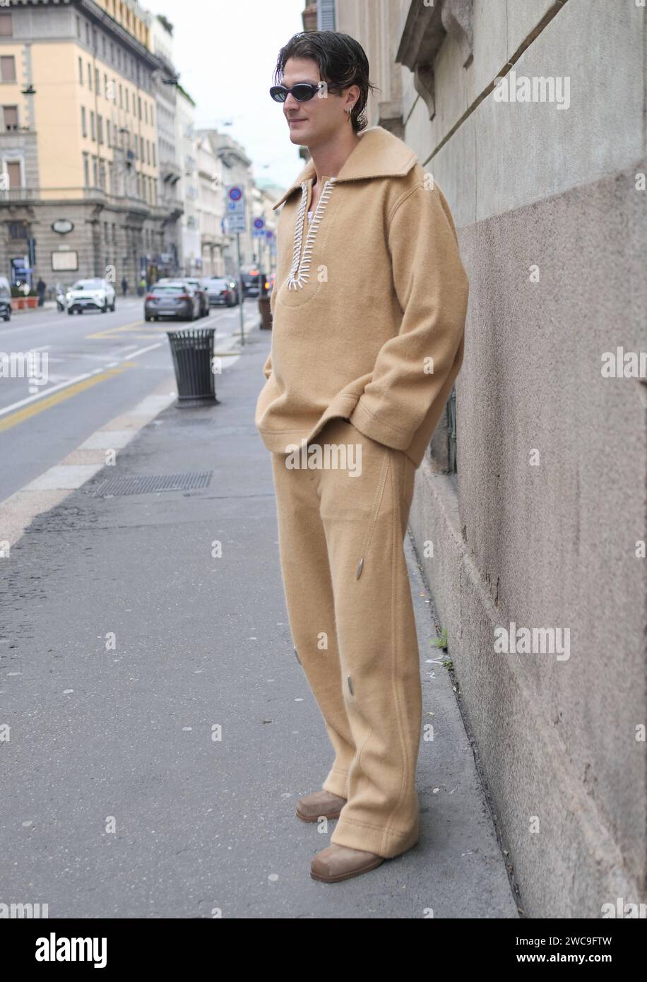 Guido Milani street style outfit before Prada fashion show, during ...
