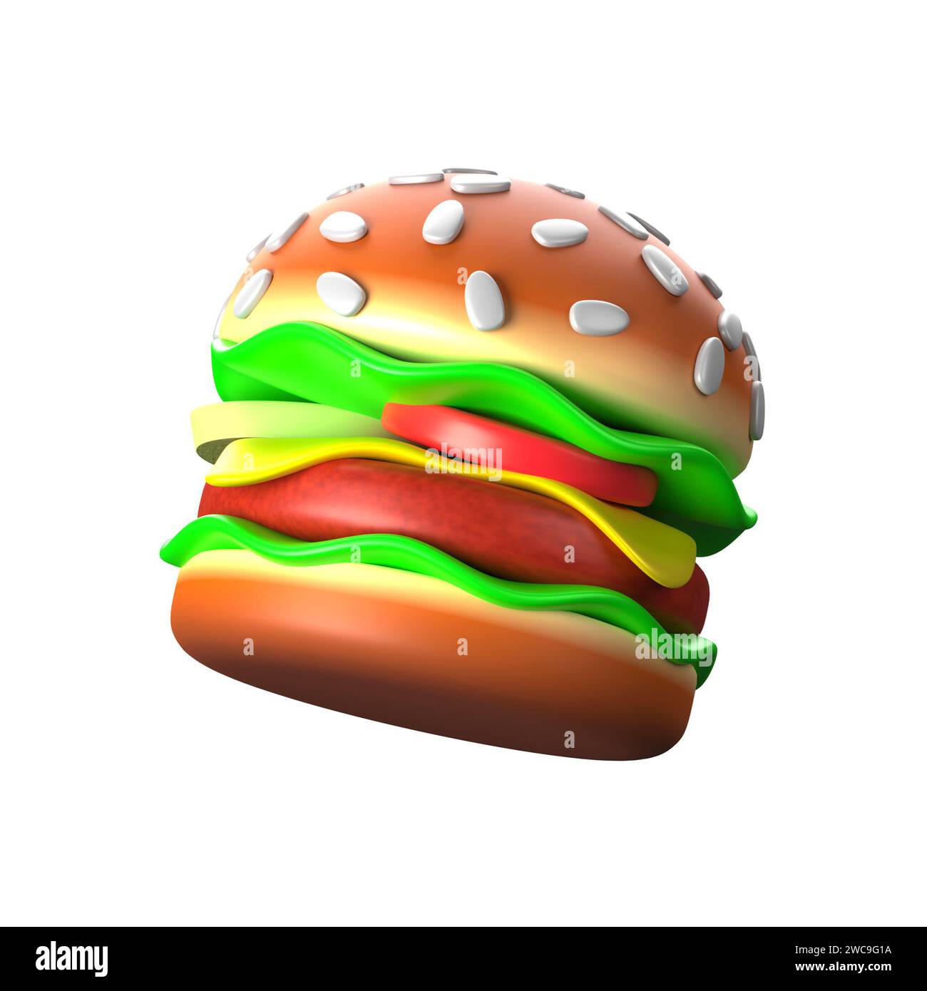 Pork Burger 3d Rendering On White Background Have Work Pathpork Burger The View From Below Is