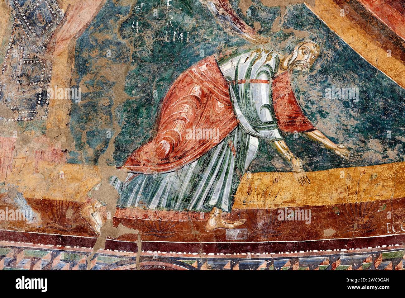 Profeta Geremia si prosta ai piedi di Gesù - affresco - XI secolo ...