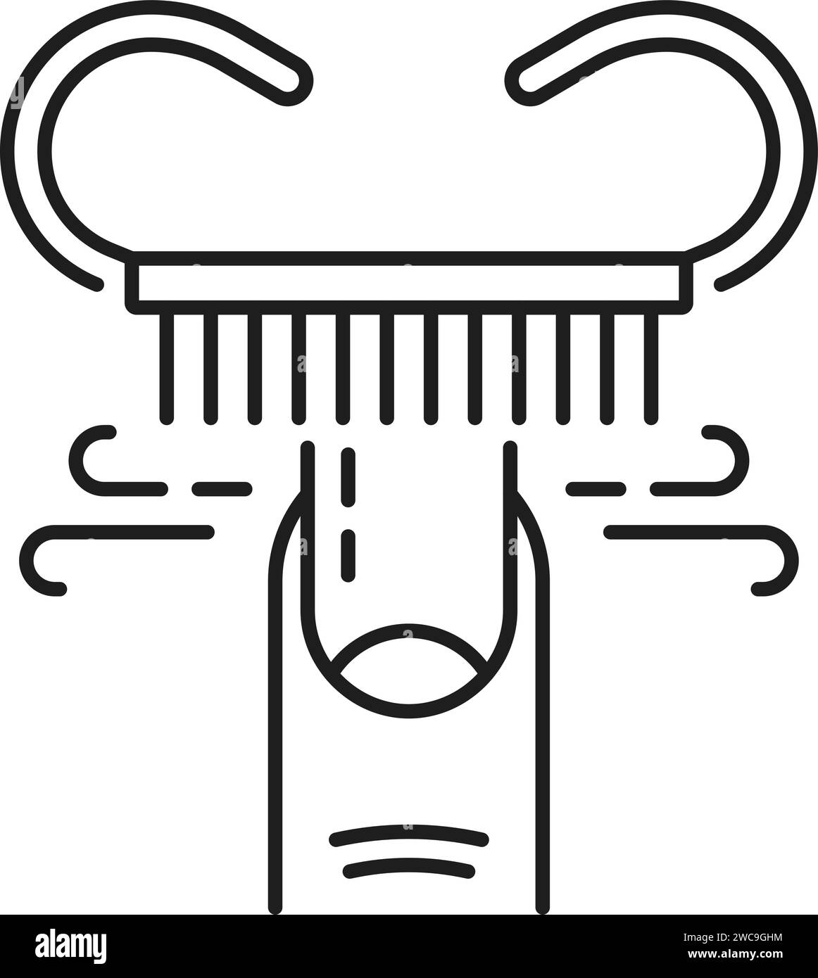 Nail manicure service icon with cleaning brush. Woman beauty or spa ...