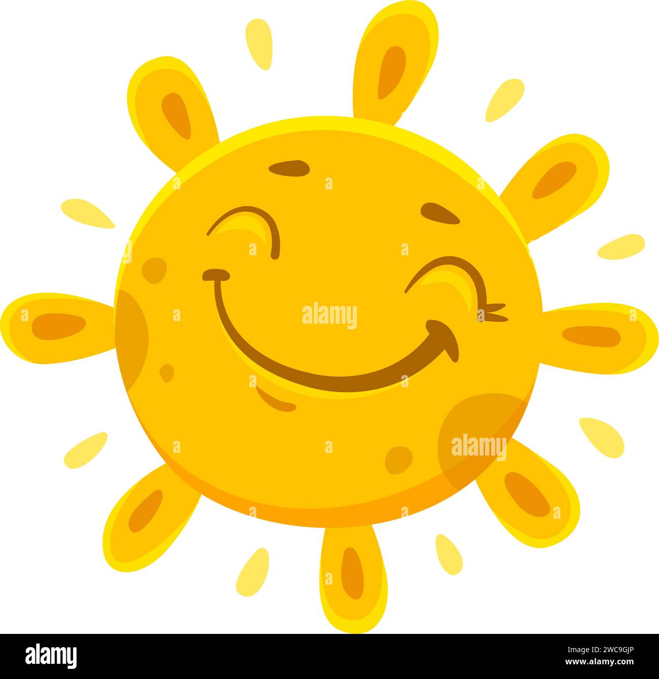 Cartoon cheerful sun character, happy sunshine vector personage of ...