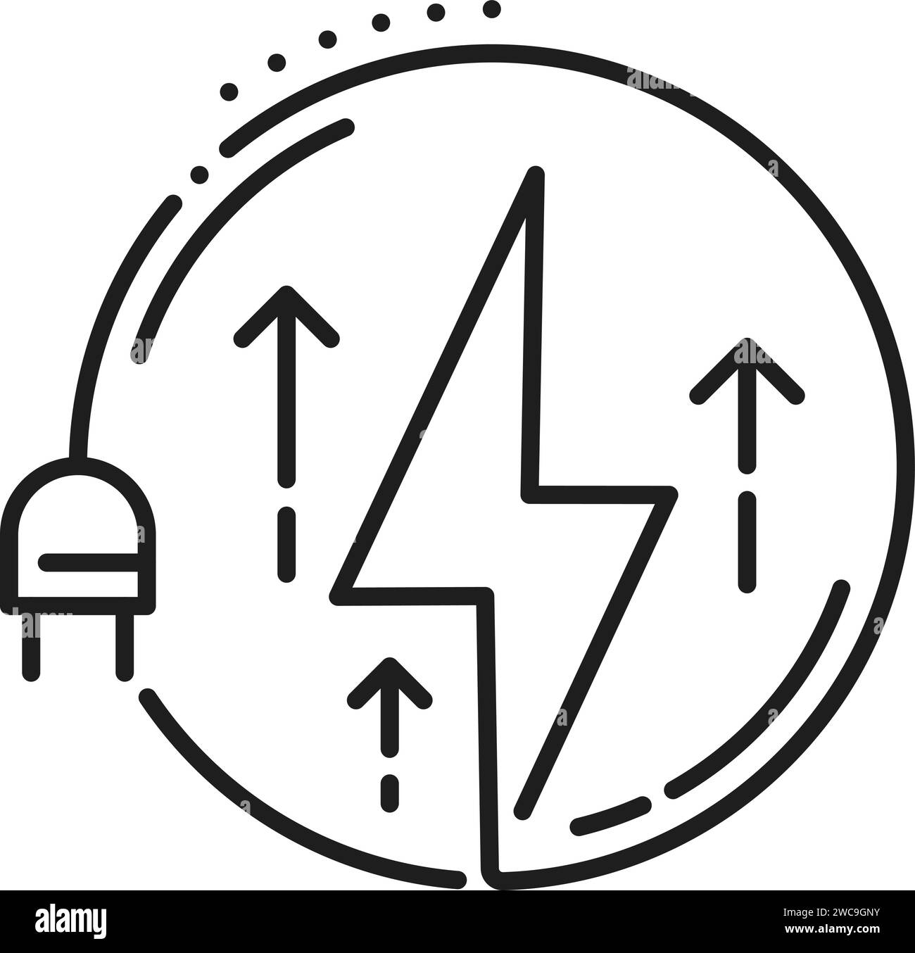 Energy consumption line icon for green eco power and sustainable technology, vector outline ...
