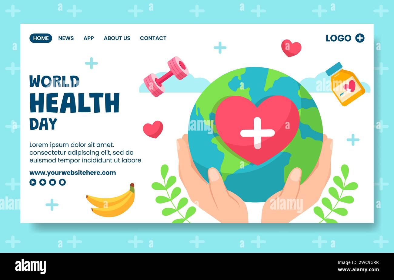 Health Day Social Media Landing Page Cartoon Hand Drawn Templates ...