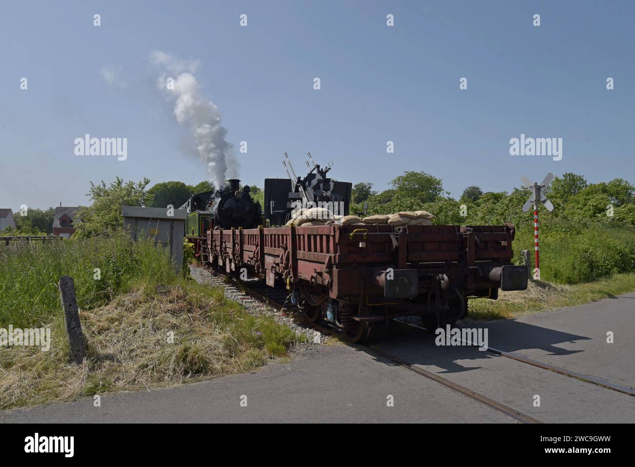 Krupp steam loco & wagon mounted anti aircraft gun at the Railway to ...