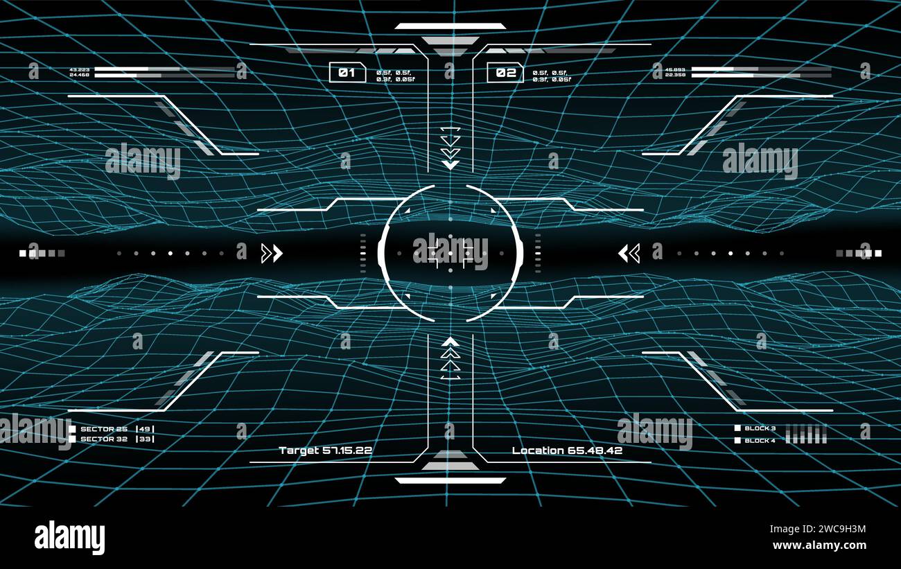 Military HUD interface, target aim controls screen, vector futuristic ...