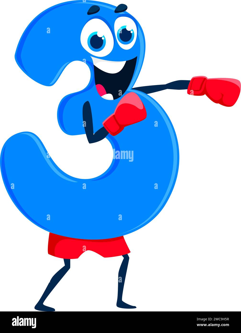 Cartoon funny number three 3 sportsman character. Kids education number ...