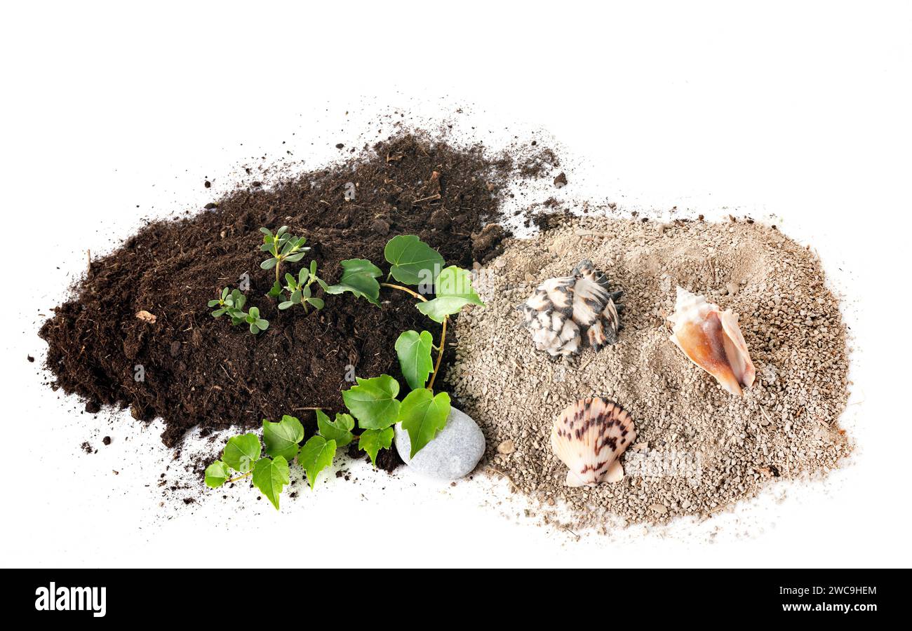 ground and sand in front of white background Stock Photo - Alamy