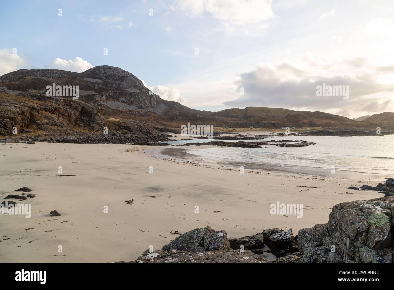 A quiet beach below the hill Sgurr nam Meann on the Ardnamurchan ...