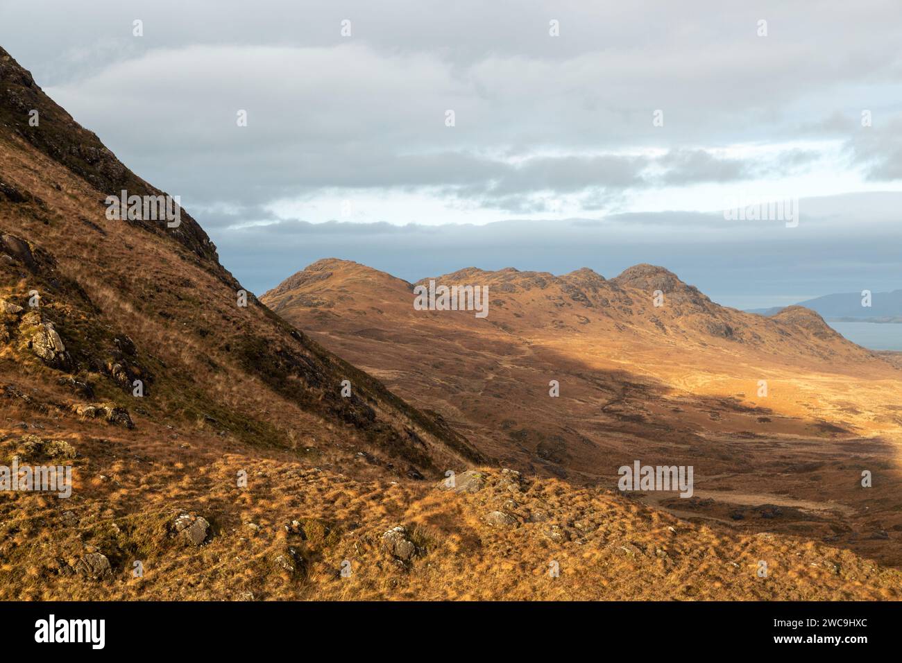 Walking the old volcanic ring in Ardnamurchan looking towards Meall ...
