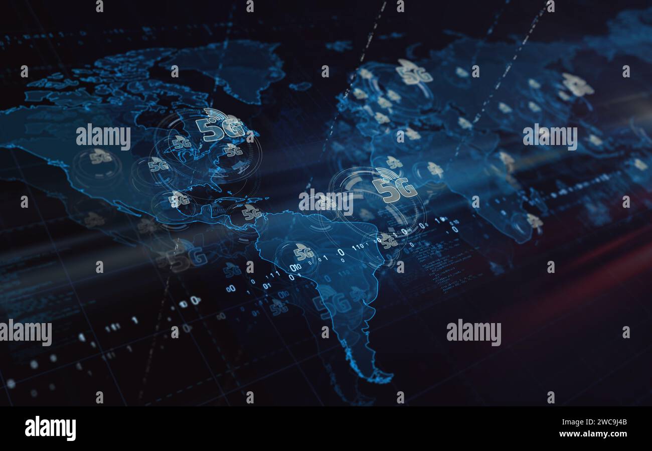 5G mobile network technology iot and smartphone communication symbols ...