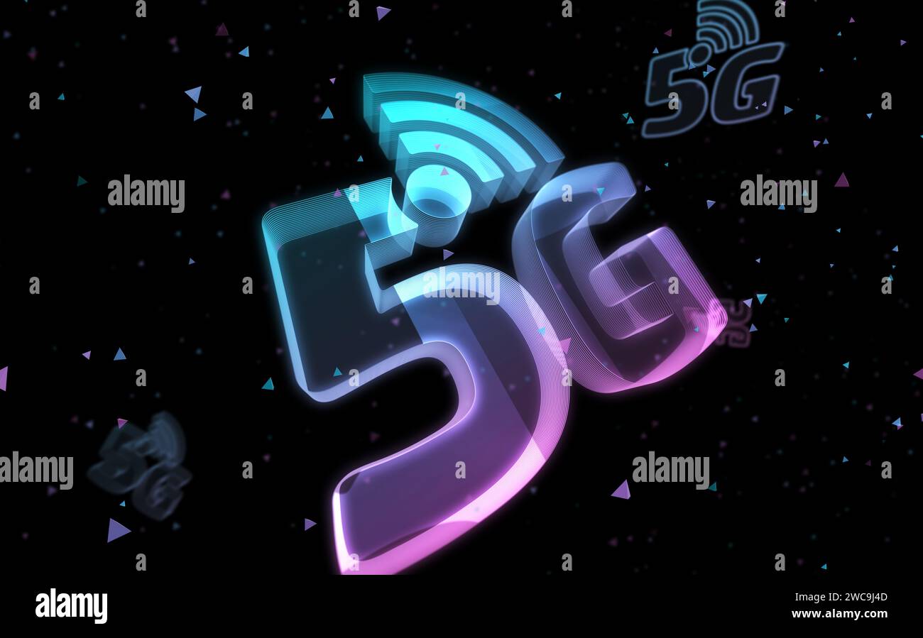 5G mobile network technology iot and smartphone communication symbol ...