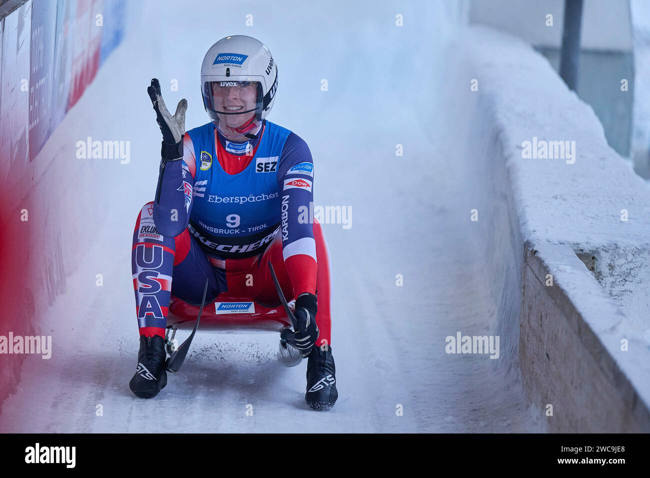Innsbruck, Österreich 13.- 14. Januar 2024: Eberspächer Rennrodel ...