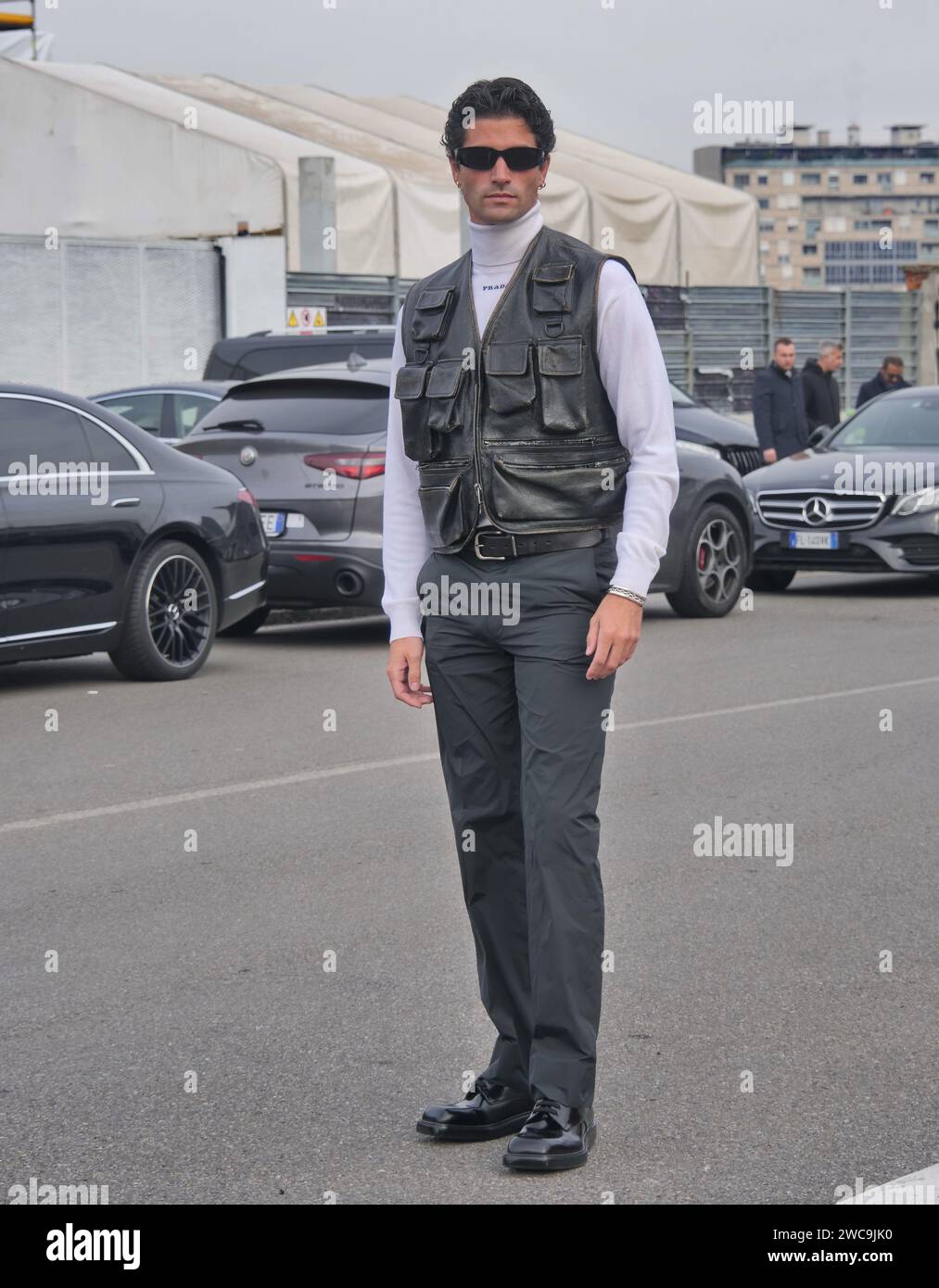 Marc Forne street style outfit before Prada fashion show, during Milano ...