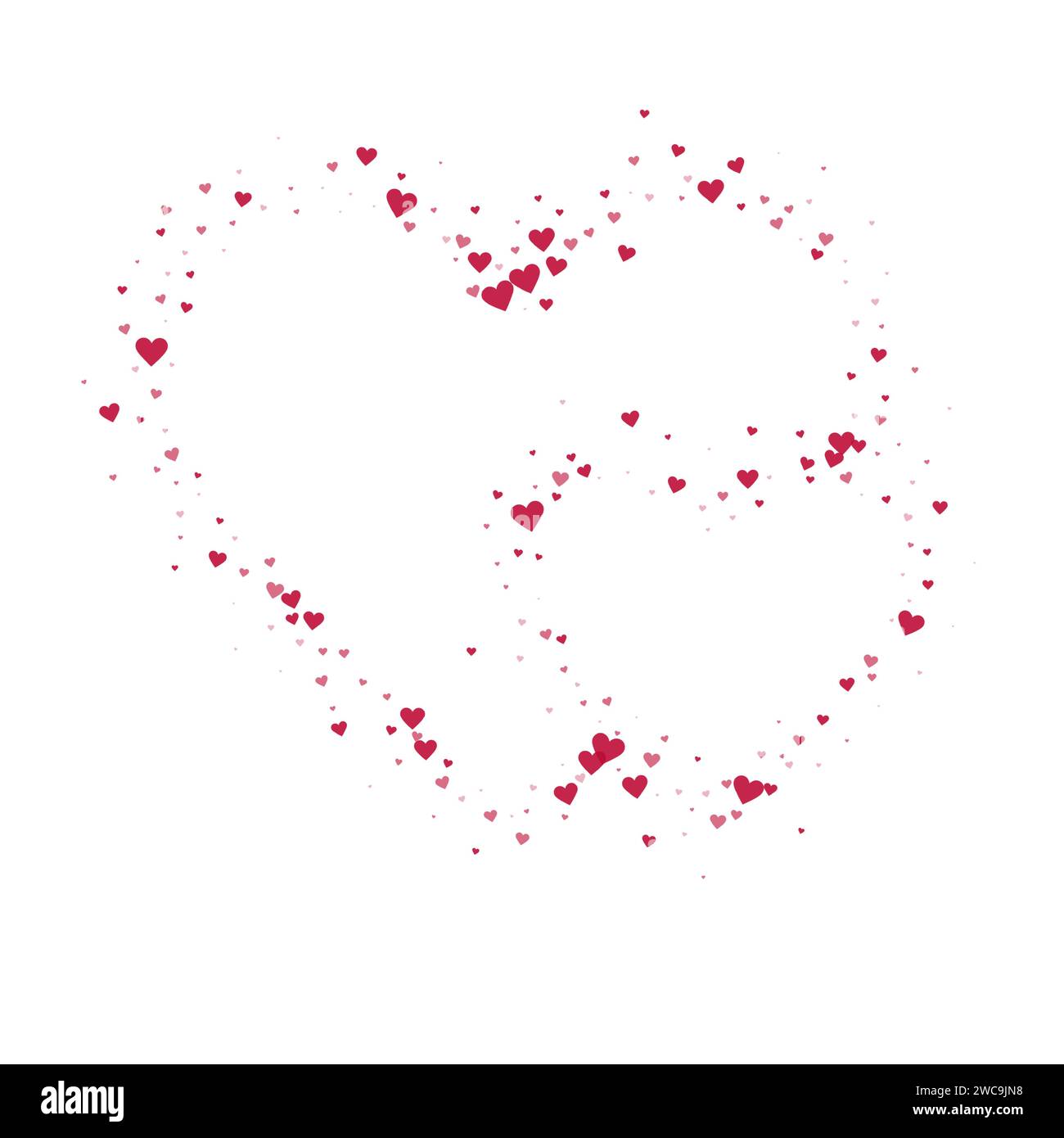Flying hearts for valentine's day. Red hearts scattered on white ...