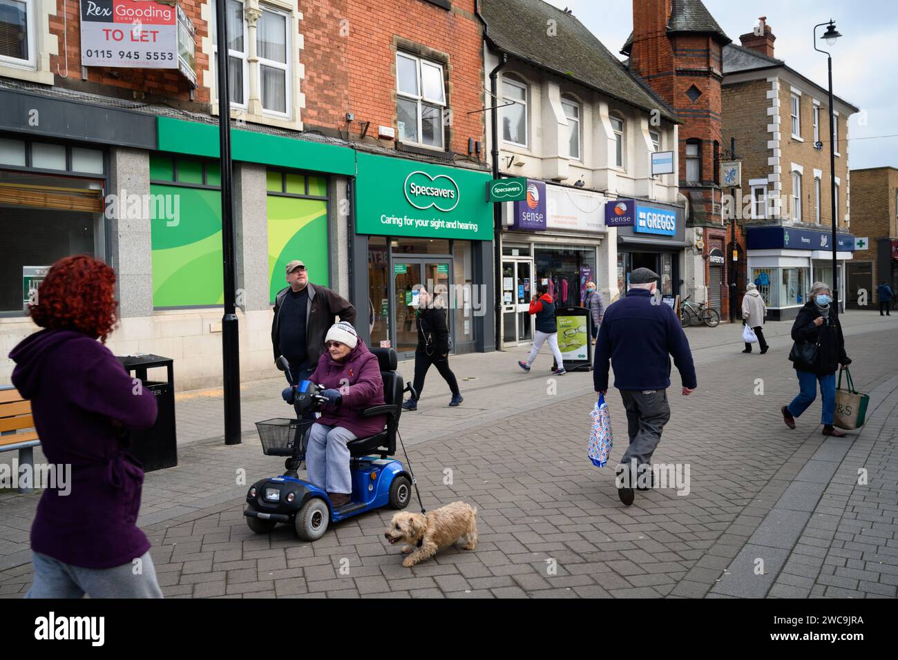 21st January 2022: Market day in Hucknall, Nottinghamshire. The town is ...