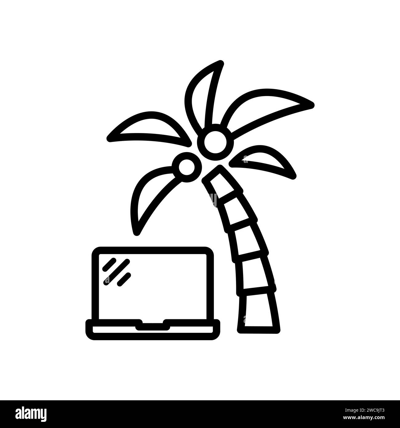 Freelancer with laptop outline Black and White Stock Photos & Images ...
