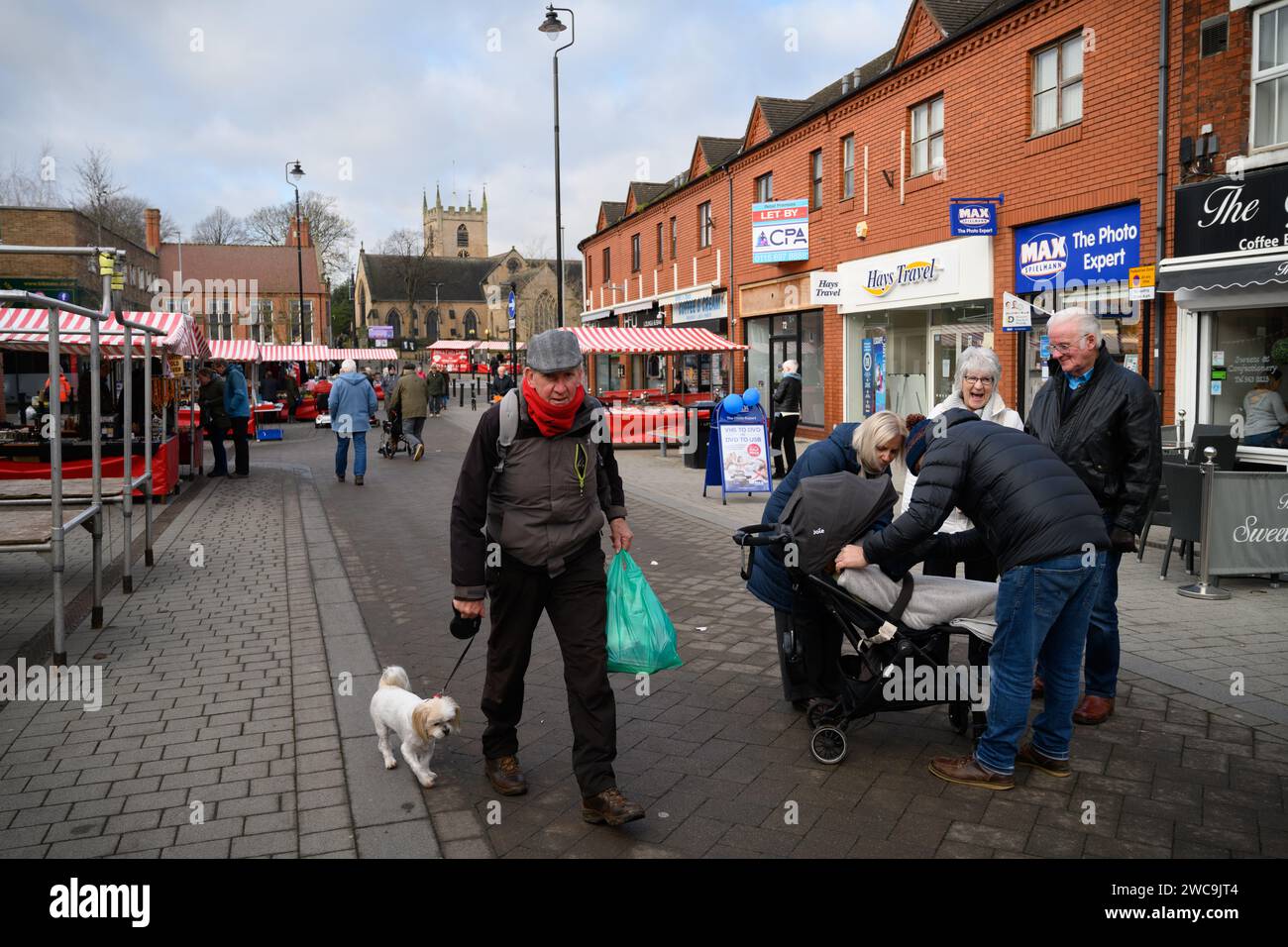 21st January 2022: Market day in Hucknall, Nottinghamshire. The town is ...