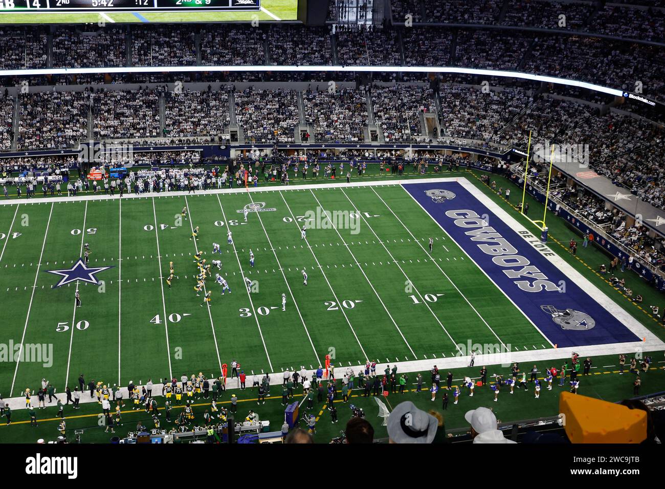 Dallas Cowboys end zone in a general stadium view from the upper level ...