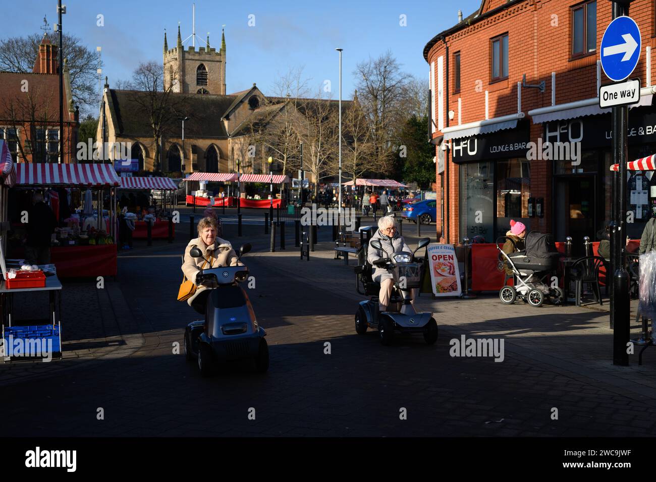 21st January 2022: Market day in Hucknall, Nottinghamshire. The town is ...