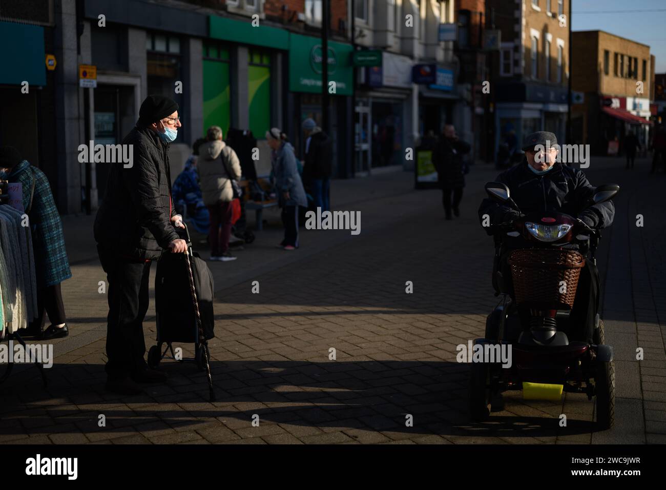 21st January 2022: Market day in Hucknall, Nottinghamshire. The town is ...