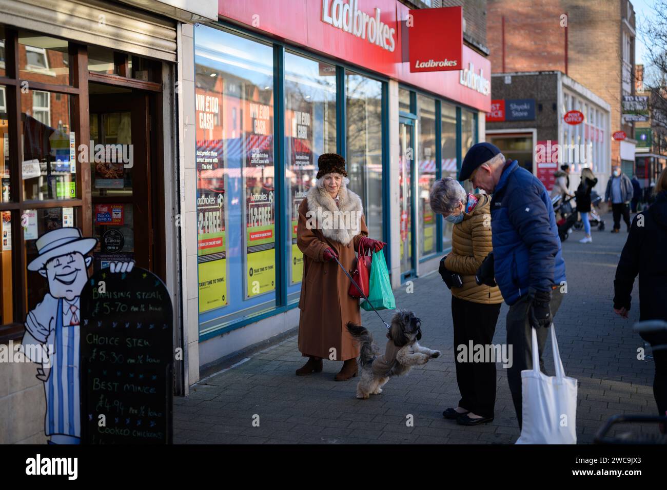 21st January 2022: Market day in Hucknall, Nottinghamshire. The town is ...