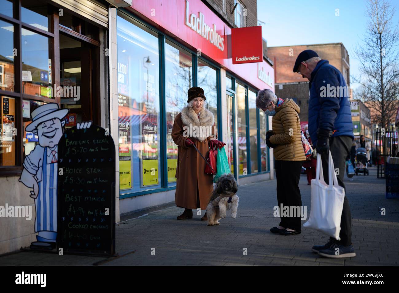 21st January 2022: Market day in Hucknall, Nottinghamshire. The town is ...