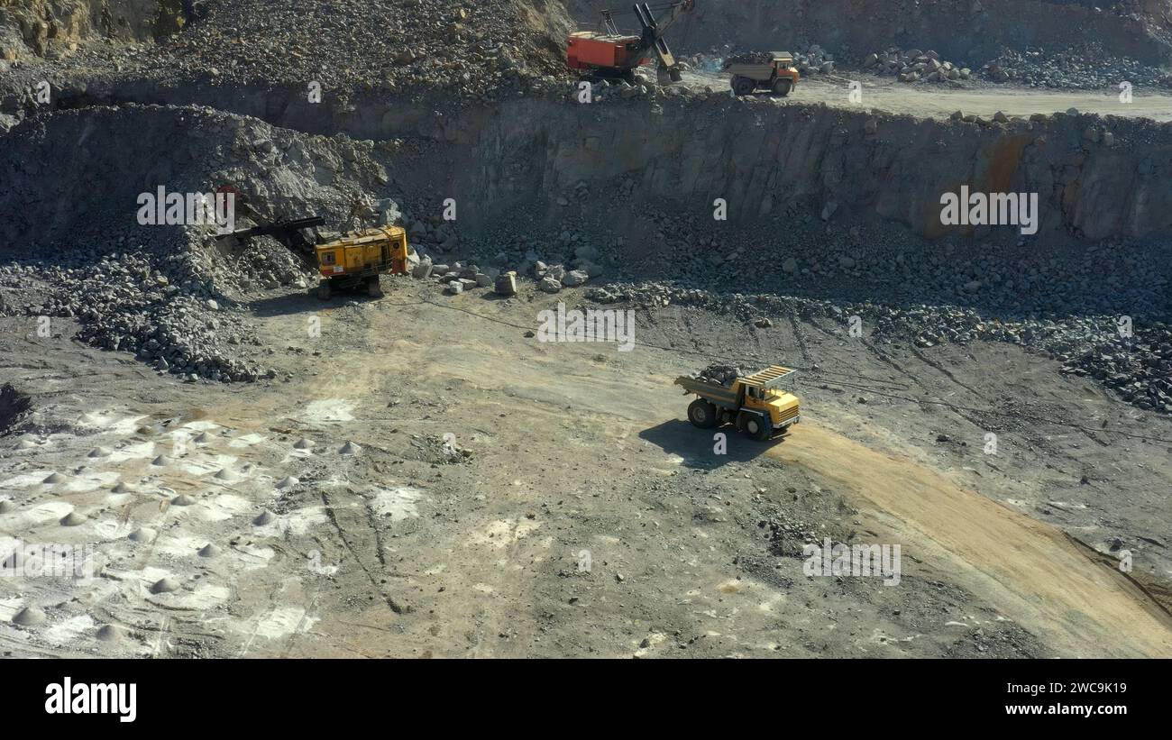 Extraction of granite. Open cast mine. Stone Quarrying. Granite quarry ...