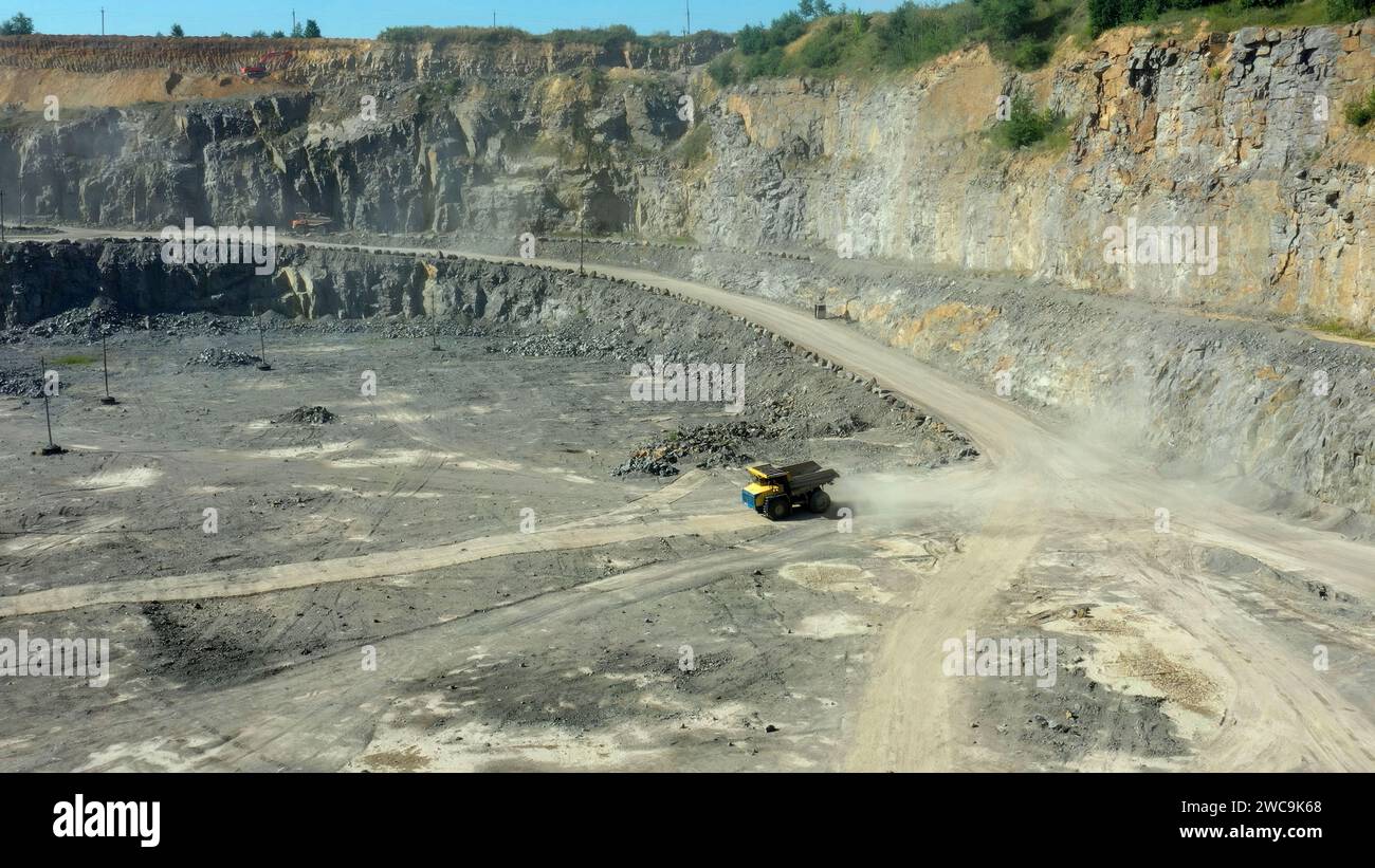 Extraction of granite. Open cast mine. Stone Quarrying. Granite quarry ...