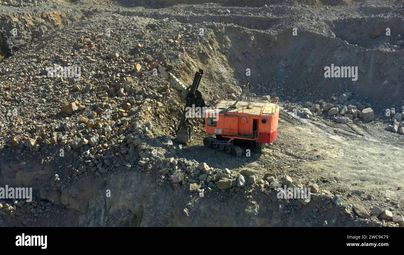 Extraction of granite. Open cast mine. Stone Quarrying. Granite quarry ...